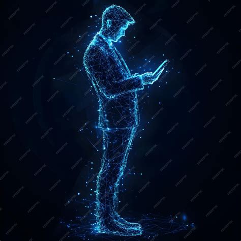 Abstract Digital Image Of A Businessman Using A Tablet Device Premium Ai Generated Image