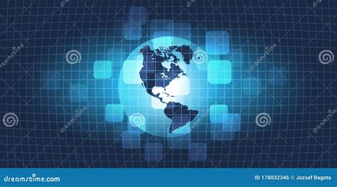 Abstract Global Technology Networking And Cloud Computing Design Concept With Globe And Grid