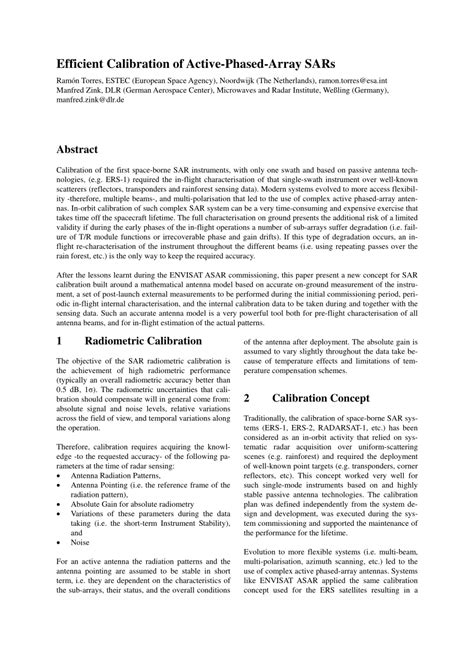 Pdf Efficient Calibration Of Active Phased Array Sars