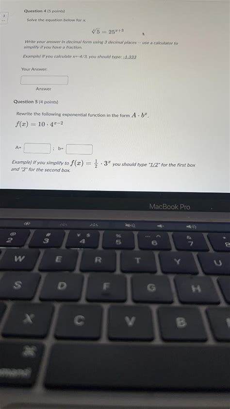 solved question 4 5 points solve the equation below for x