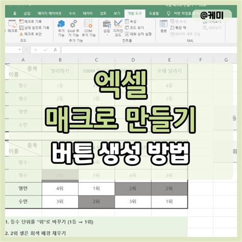 엑셀 매크로 만들기 버튼 생성 방법 네이버 블로그 엑셀 매크로 만들기 버튼 생성 방법 네이버 블로그