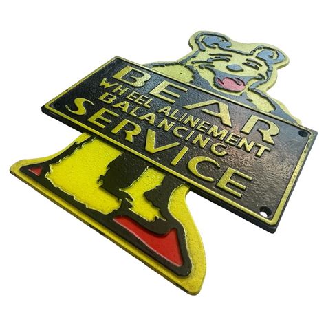 Bear Wheel Alignment Balancing Service Cast Iron Sign 35cm