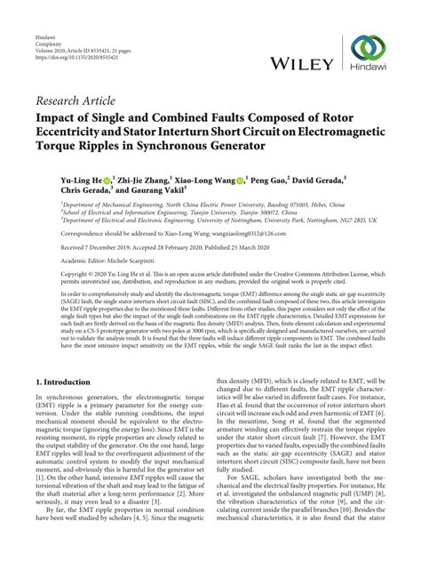 Pdf Impact Of Single And Combined Faults Composed Of Rotor