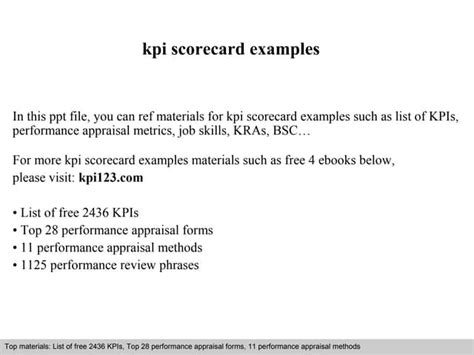 Kpi Scorecard Examples Ppt