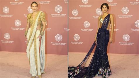 Pics Pics Hollywood Celebs Zendaya And Gigi Hadid Dazzle In Sarees At