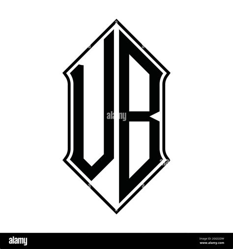 Vb Logo Monogram With Shieldshape And Black Outline Design Template Vector Icon Abstract Stock