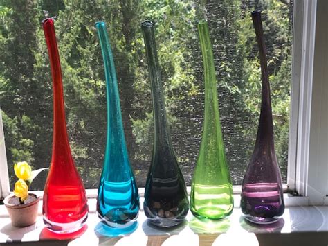 Colored Glass Vases Colorful Vase Tall Vase Tall Farmhouse Vases