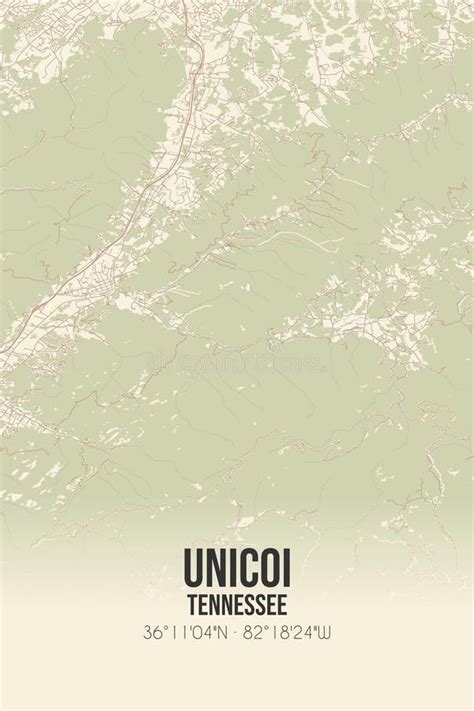 Retro Us Map Of Unicoi Tennessee Vintage Street Map Stock