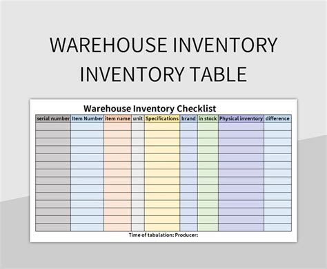 Free Warehouse Inventory Templates For Google Sheets And Microsoft Excel Slidesdocs