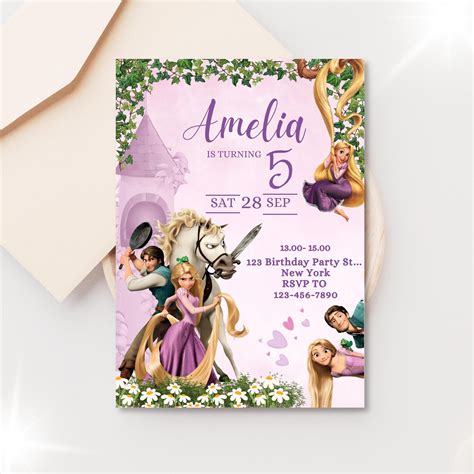 Rapunzel Birthday Invitation Tangled Rapunzel Party Invite Instant Download Editable Princess