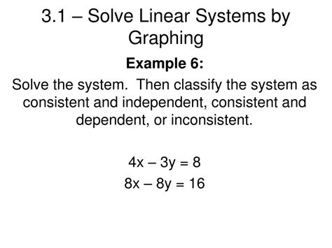 Ppt 31 Solve Linear Systems By Graphing Powerpoint Presentation Id6091223