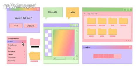 Set Of User Interface Elements Retro Computer 90s Concept 이미지