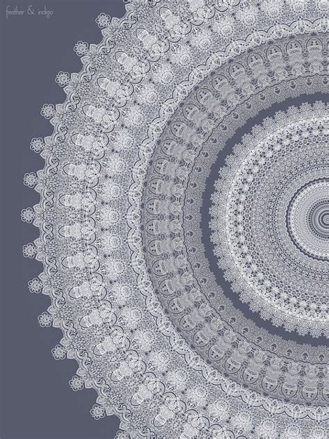 Monochrome Print Set Of 2 Posters White Mandala Art Dark Grey Office