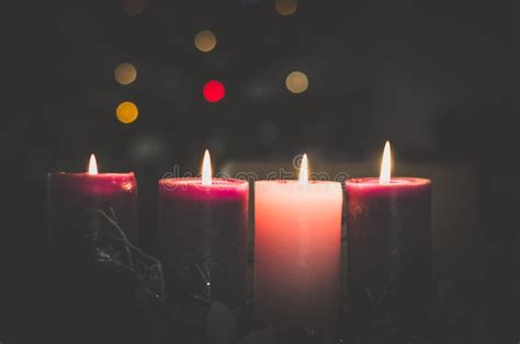 Christian Advent Wreath With 4 Burning Candles Stock Image Image Of Candles Tradition 263928903