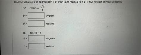 solved find the values of θ in degrees 0∘