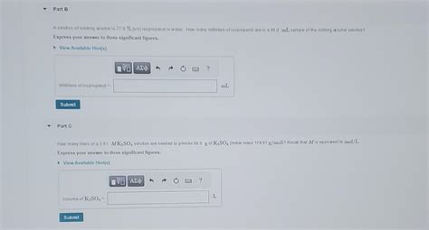 Solved A Soiution Of Rubbing Acohol Is 779 Mn Isopropanol