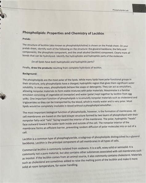 Solved Phospholipids Properties And Chemistry Of Lecithin
