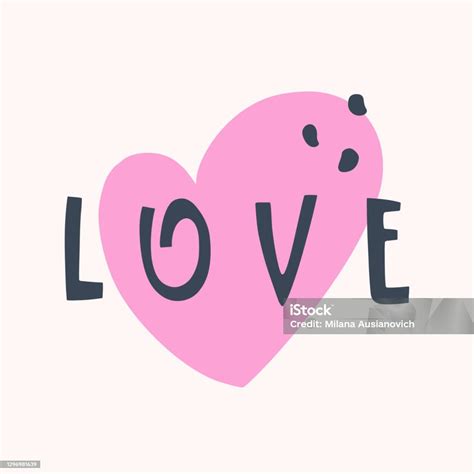 레터링 스타일 필기 단어 사랑과 핑크 하트 티셔츠 핀 라벨 배지 스티커 인사말 카드 배너용 디자인 프린트 귀여운에 대한 스톡 벡터 아트 및 기타 이미지 Istock