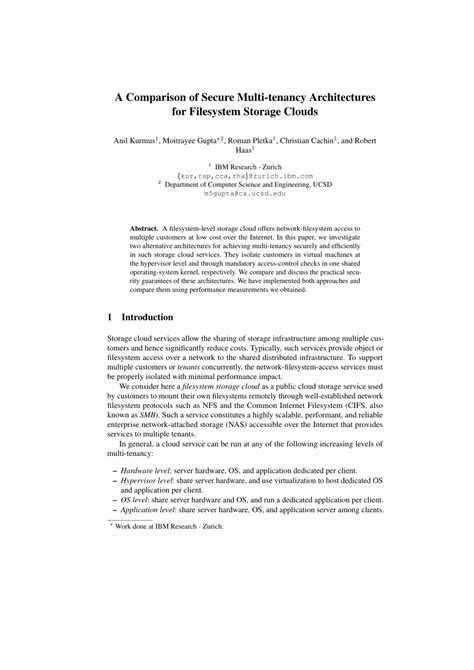 Pdf A Comparison Of Secure Multi Tenancy Architectures For Filesystem