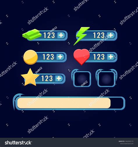 Set Gui Progress Bar Border Additional Stock Vector Royalty Free Shutterstock