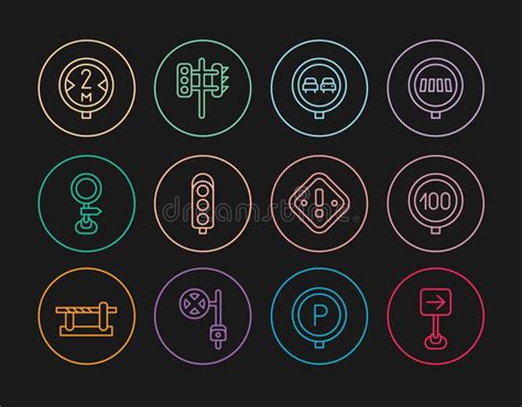 Set Line Traffic Sign Turn Right Speed Limit Traffic No Overtaking Road Light Road