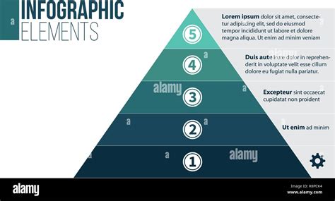 Pyramid Infographic Template With Five Elements Vector Illustration Isolated On White