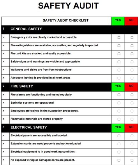 Workplace Safety Audit Checklist Osha Compliance Safety Inspection
