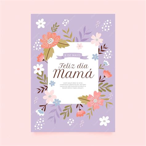 Plantilla Plana De Tarjeta De Felicitación Del Día De La Madre En