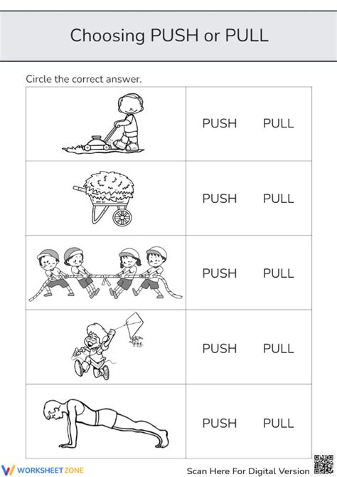 Science Worksheets Choosing Push Or Pull In 2025 Handwriting