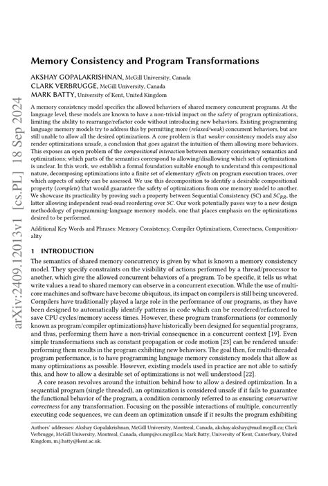 Pdf Memory Consistency And Program Transformations