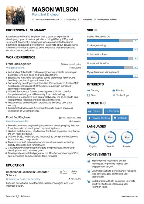 10 Front End Engineer Resume Samples And Templates For 2025