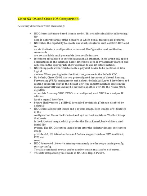 Cisco Nx Os And Cisco Ios Comparison Pdf Booting Network Architecture