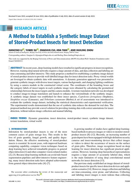 PDF A Method To Establish A Synthetic Image Dataset Of Stored Product Insects For Insect Detection