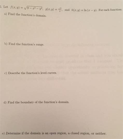 Solved Let Fx Y Squareroot 9 X2 Y2 For Each