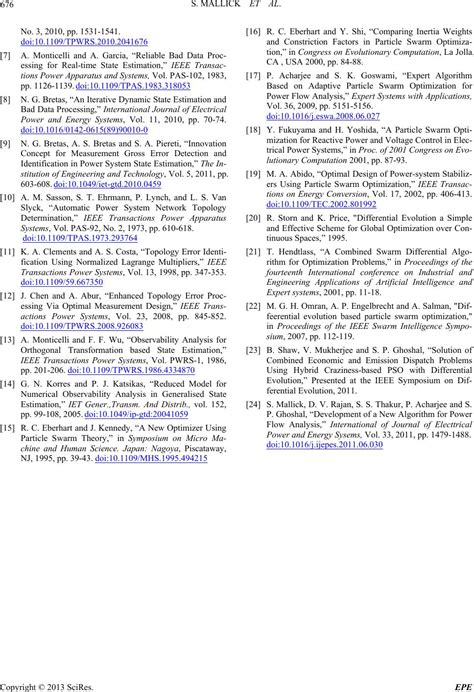 Optimal Static State Estimation Using Hybrid Particle Swarm Differential Evolution Based