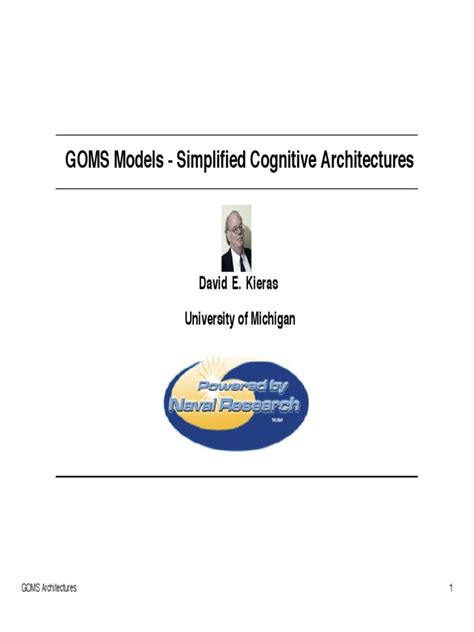 goms models simplified cognitive architectures david e kieras