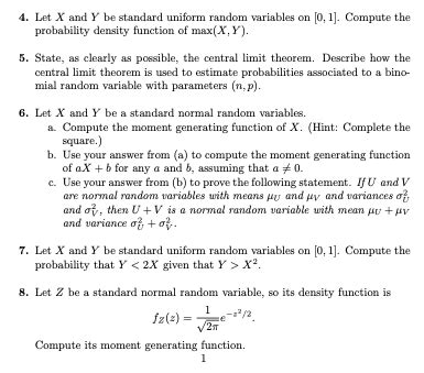 Let X And Y Be Standard Uniform Random Variables Chegg