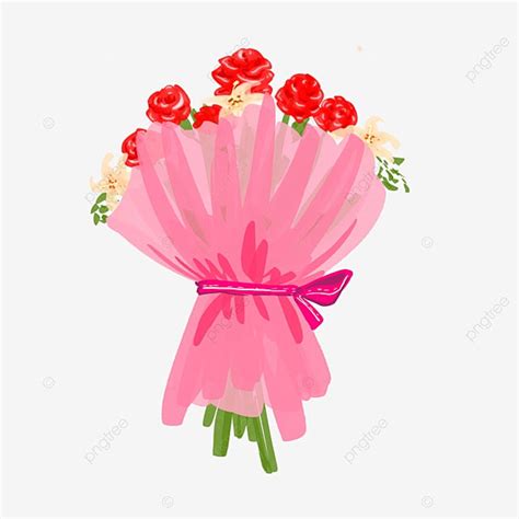 Ramo De Rosas Envuelto En Rosa Png Rosado Paquete Ramo De Flores