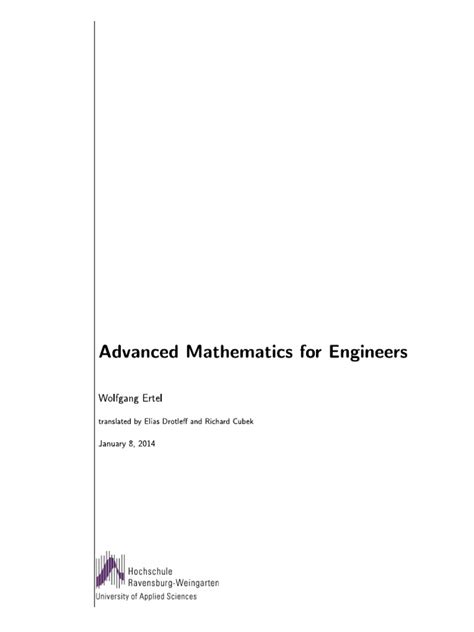 Advanced Mathematics For Engineers By W Ertel Pdf