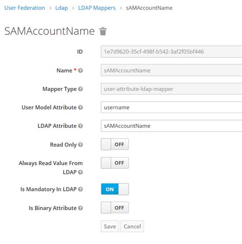 msad user federation samaccountname not matching username configuring