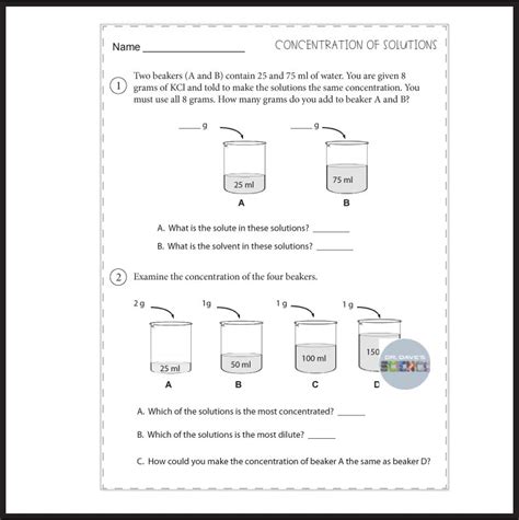 Chemistry Concentration Solution Worksheets Made By Teachers