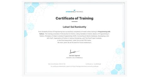 Lahari Ramisetty On Linkedin Successfully Completed The Programming With Python Training From