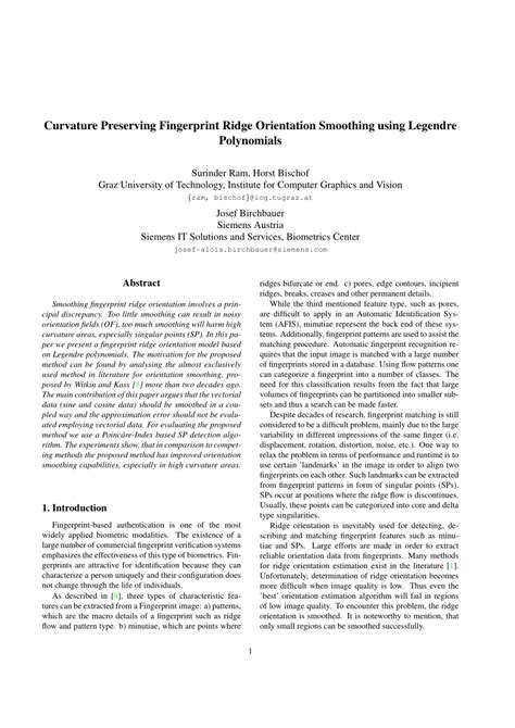 Pdf Curvature Preserving Fingerprint Ridge Orientation Smoothing