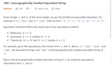 1061 Lexicographically Smallest Equivalent String · Issue 186