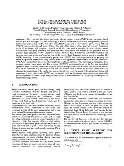 Single Wire Electric Power System Pdf Electric Power Transmission Transformer