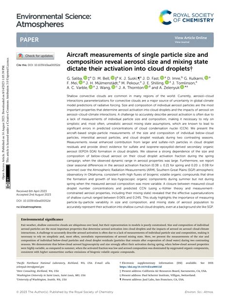 Pdf Aircraft Measurements Of Single Particle Size And Composition Reveal Aerosol Size And