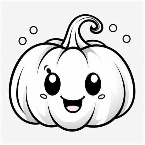 Adorable Kawaii Ghost Pumpkin Página Para Colorear Para Niños Pequeños
