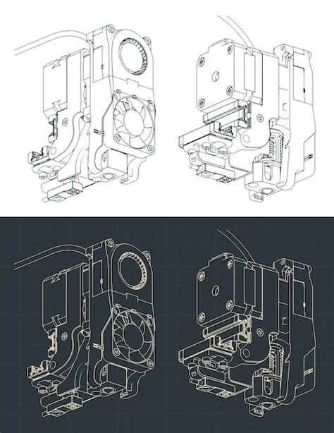 Premium Vector 3d Printer Extruder Isometric Drawings