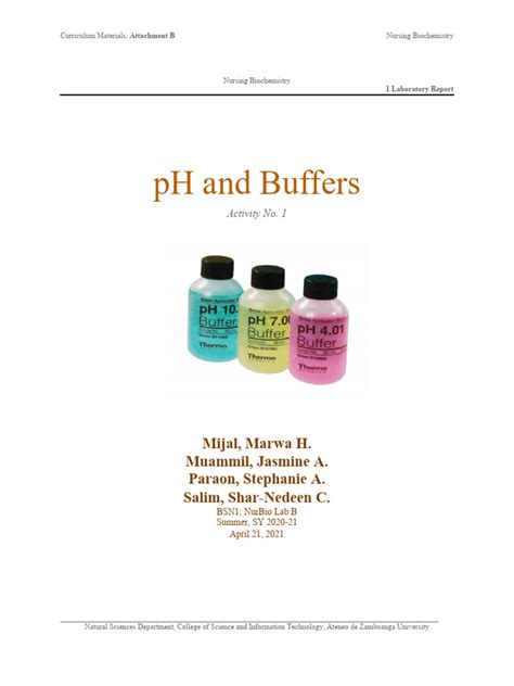 Data Report 1 Pdf Ph Buffer Solution