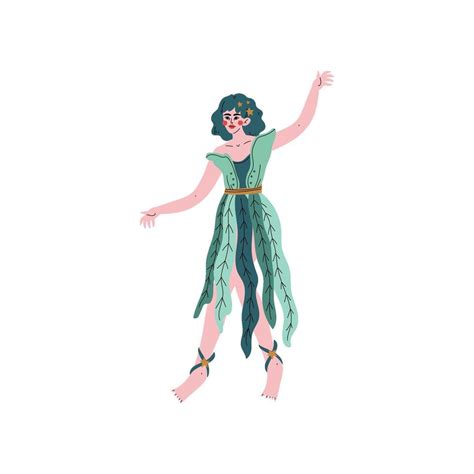 Bosque Hada O Ninfa Hermosa Niña Con Verde Pelo Y Vestir Ilustración 53642406 Vector En Vecteezy